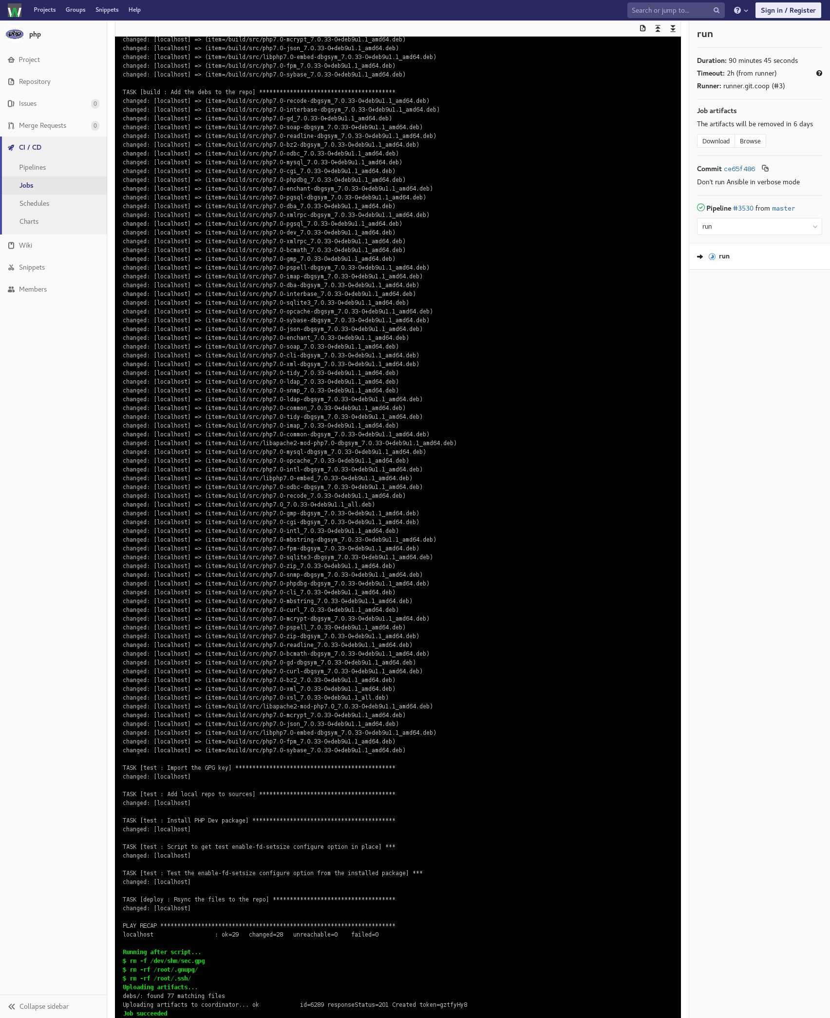 Building Debian Php Packages With Gitlab Ci And Ansible Webarchitects Co Operative Blog